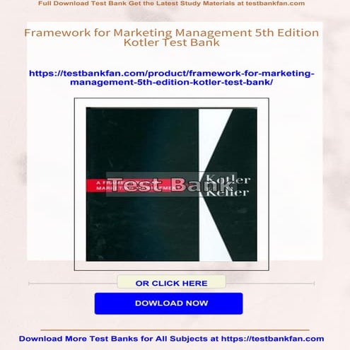 Framework for Marketing Management 5th Edition Kotler Test Bank | PDF