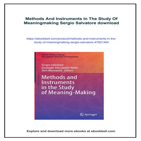 Methods And Instruments In The Study Of Meaningmaking Sergio Salvatore ...