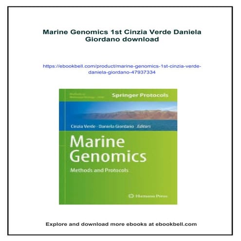 Marine Genomics 1st Cinzia Verde Daniela Giordano | PDF