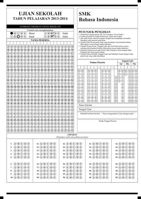 Contoh template danreport ljk smk | PDF