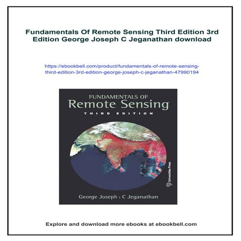 Fundamentals Of Remote Sensing Third Edition 3rd Edition George Joseph C Jeganathan | PDF