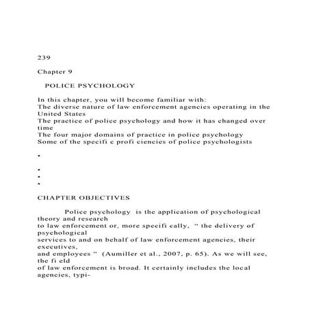 239Chapter 9 POLICE PSYCHOLOGY In this ch.docx