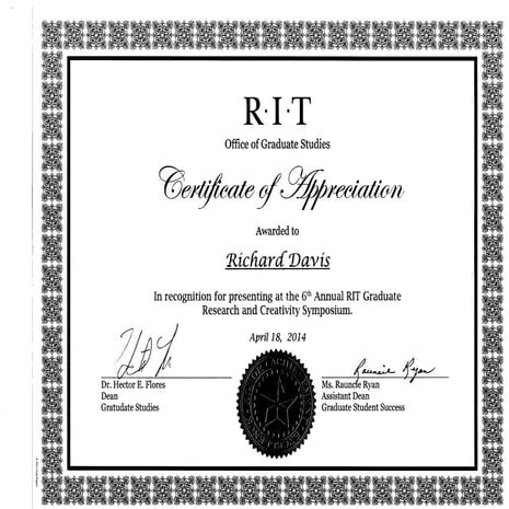 RIT Certificate_Graduate Symposium_2014001 | PPT