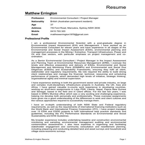 Matthew Errington_Resume_February 2016 | PDF