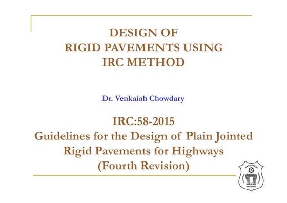 Design of cc pavement by IRC 58 | PPT