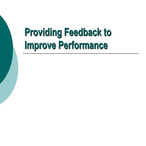 Providing Feedback to Improve Performance | PPT
