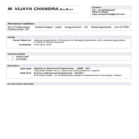 vijay new resume | DOC
