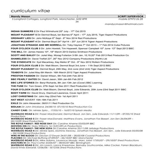 Mandy Mason CV Dec 2015 | PDF
