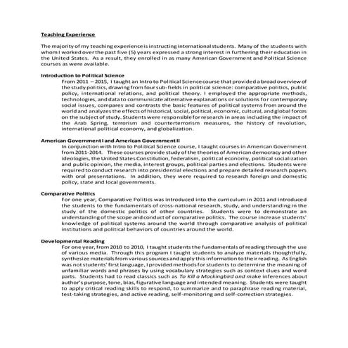 Teaching summary | PDF