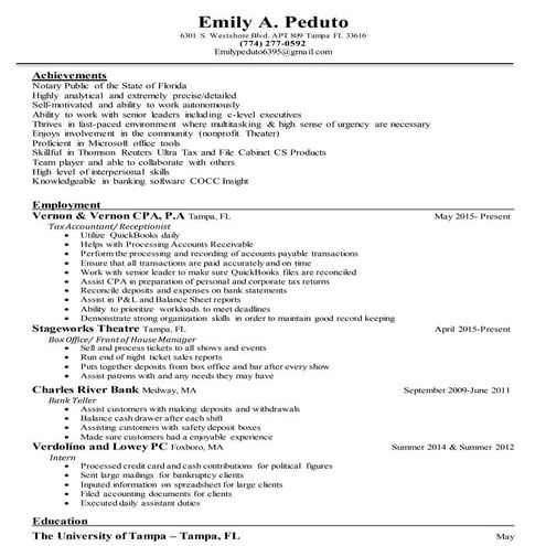 Emily Peduto Resume | PDF