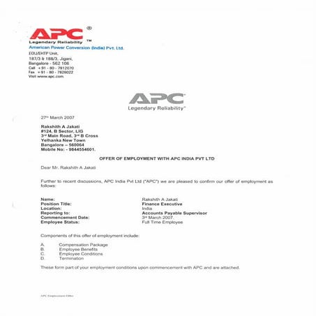 American Power Conversion India Pvt Ltd | PDF