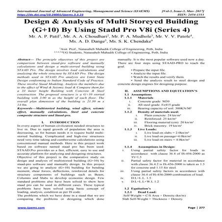 Design & Analysis of Multi Storeyed Building (G+10) By Using Stadd Pro V8i (Series 4) | PDF