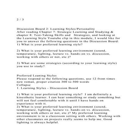 2 3Discussion Board 2 Learning StylesPersonalityAfter .docx