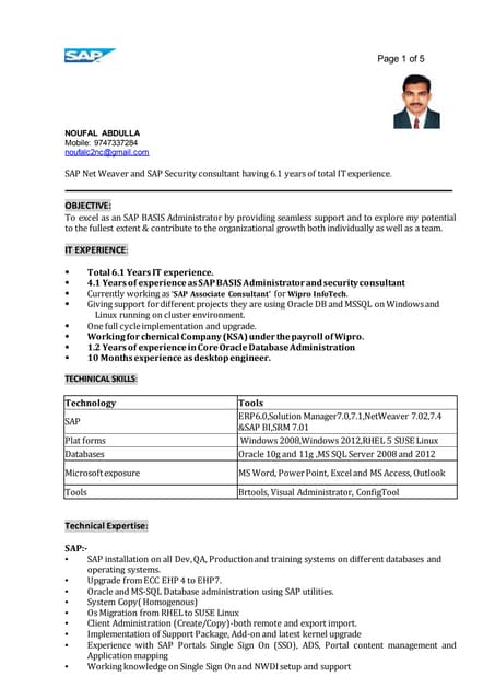 sap basis 2.5 yr exp. resume | PDF