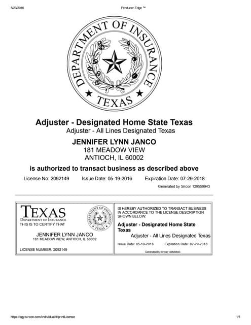 Texas License | PDF