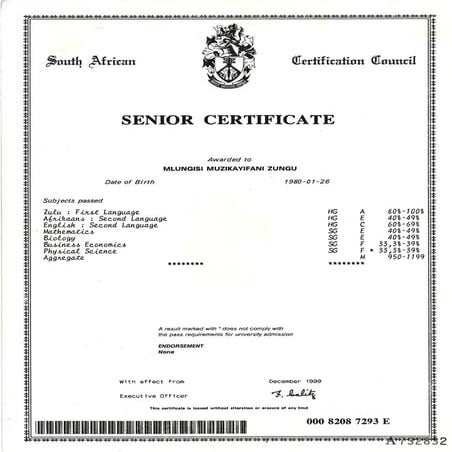 Matric Cerificate | PDF