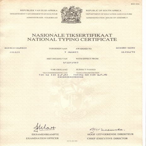 National N3 Typing Certificate 1987 | PDF