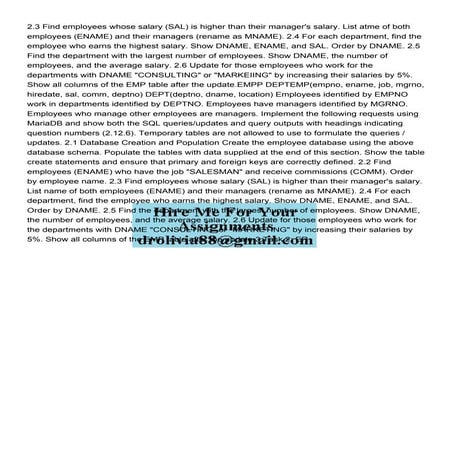 23 Find employees whose salary SAL is higher than their m.pdf | Databases | Computer Software ...