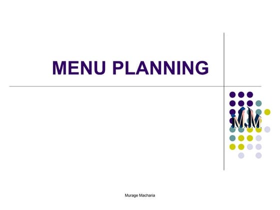 Menu planning | PPT