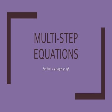 2 3 multi step equations | PPT