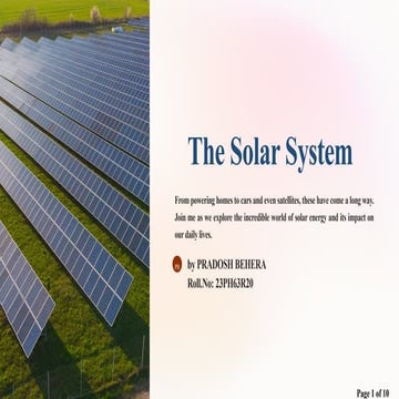 The solar system, Solar panels and its advantages | PPTX