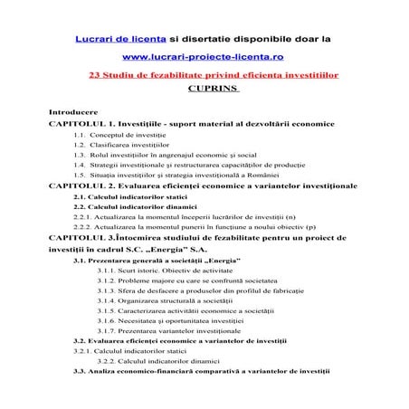 23 studiu de fezabilitate privind eficienta investitiilor copy | PDF