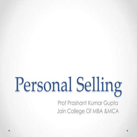 Personal Selling | PPT