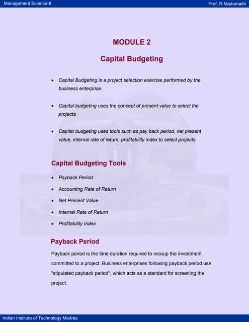 CAPITAL BUDGETING introduction and techniques | PPTX | Business Accounting & Finance | Business
