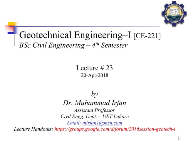 Geotechnical Engineering-II [Lec #27: Infinite Slope Stability Analysis] | PPSX