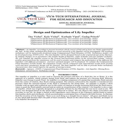 Design and Optimization of Lily Impeller | PDF
