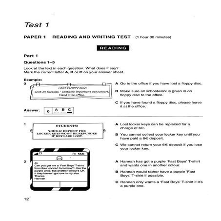 24.08.21 cambridge pet (examination papers for school 1) - reading ...