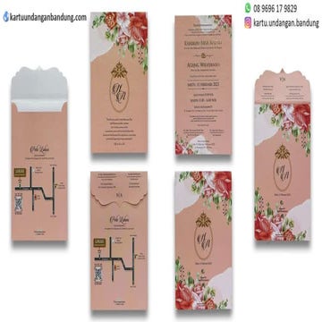 Kartu Undangan Model Single Hardcover + Amplop Potrait Pink Peach ...