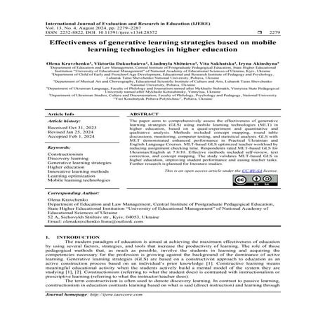 Effectiveness of generative learning strategies based on mobile ...