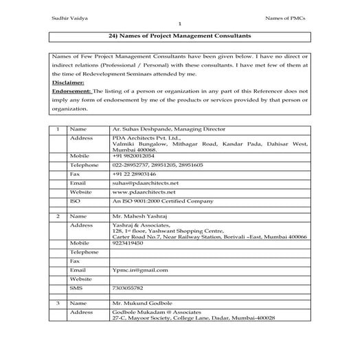 24 names of pmc's in mumbai | PDF