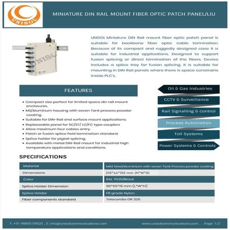 24 port miniature din rail patch panel | Unisol | PDF