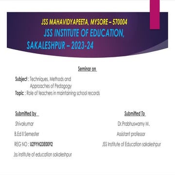 Record Keeping in the School | PPTX