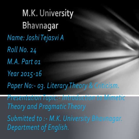 Introduction to Mimetic Theory and Pragmatic Theory | PPTX
