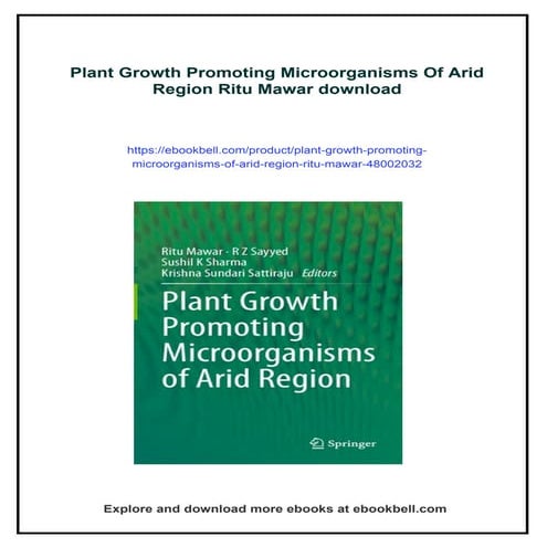 Plant Growth Promoting Microorganisms Of Arid Region Ritu Mawar | PDF