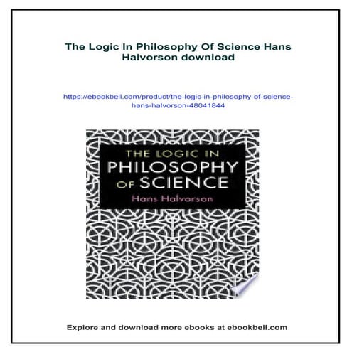 The Logic In Philosophy Of Science Hans Halvorson | PDF