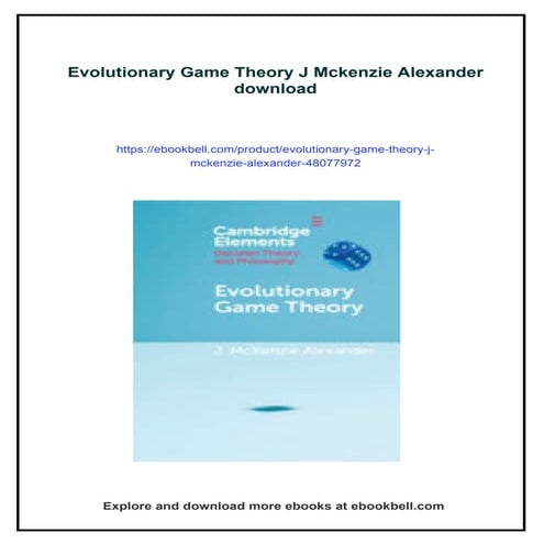 Evolutionary Game Theory J Mckenzie Alexander | PDF