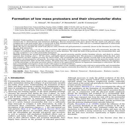 Formation of low mass protostars and their circumstellar disks | PDF