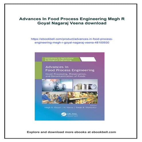 Advances In Food Process Engineering Megh R Goyal Nagaraj Veena | PDF
