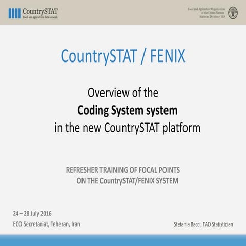 Overview of the Coding System system in the new CountrySTAT platform | PPT