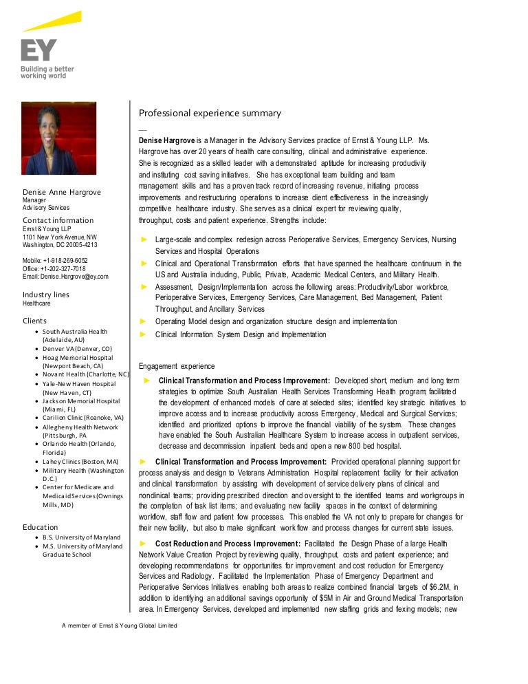 Advisory_EY CV Draft DeniseHargrove