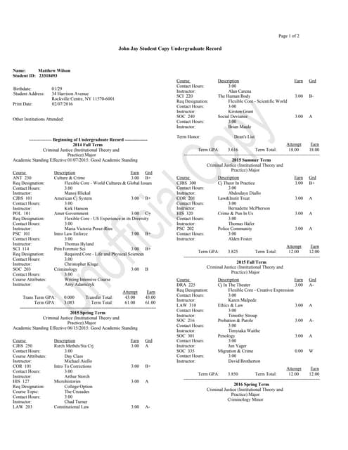 Medgar Evers Transcript - Degrees Awarded | PDF