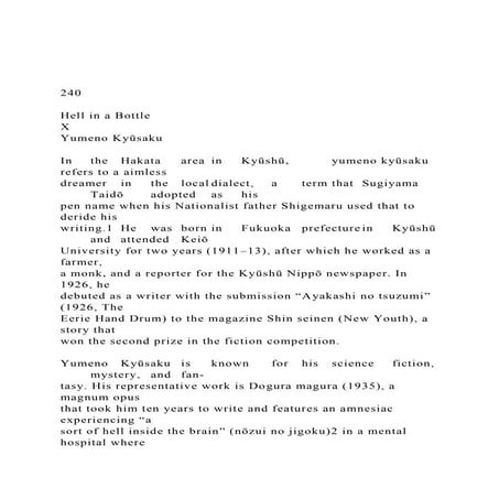 240Hell in a BottleXYumeno KyūsakuIntheHakataar.docx | Drama | Genres