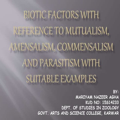 Mutualism and Neutralism | PPTX