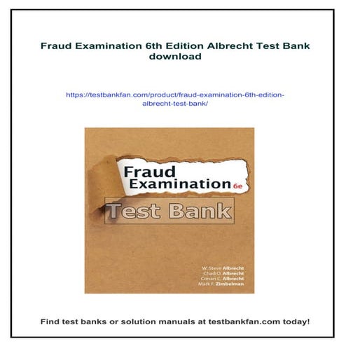 Fraud Examination 6th Edition Albrecht Test Bank | PDF