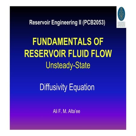 Diffusivity-Equation - Well Testing and Flow in Porous media | PDF