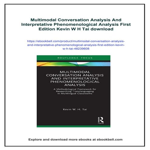 Multimodal Conversation Analysis And Interpretative Phenomenological ...